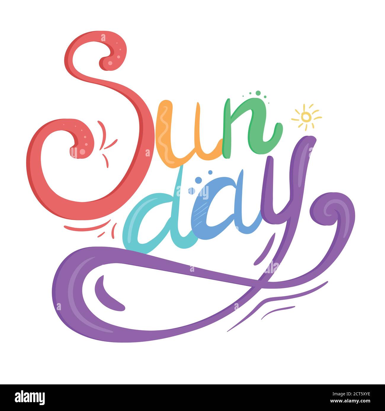 Lettering Sunday written by hand. Calligraphic colorful inscription ...