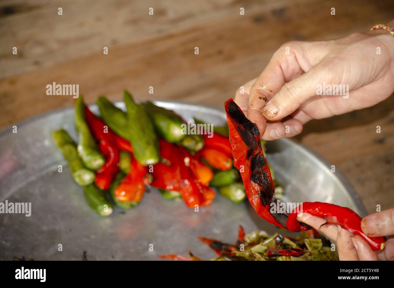 Closeup chiles and hands hi-res stock photography and images - Alamy
