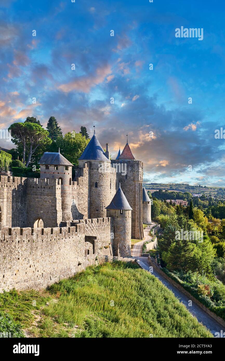 Carcasonne medieval historic fortifications and battlement walls ...