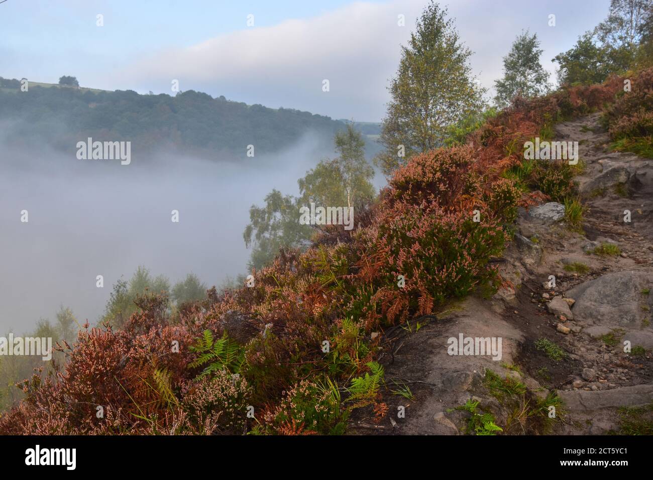 Heather and cloud inversion by footpath to Hell Hole Rocks, Heptonstall ...