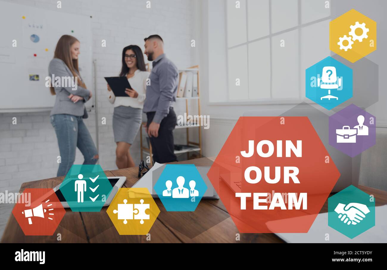 HR Manager Talking With Job Applicants Standing In Office, Collage ...