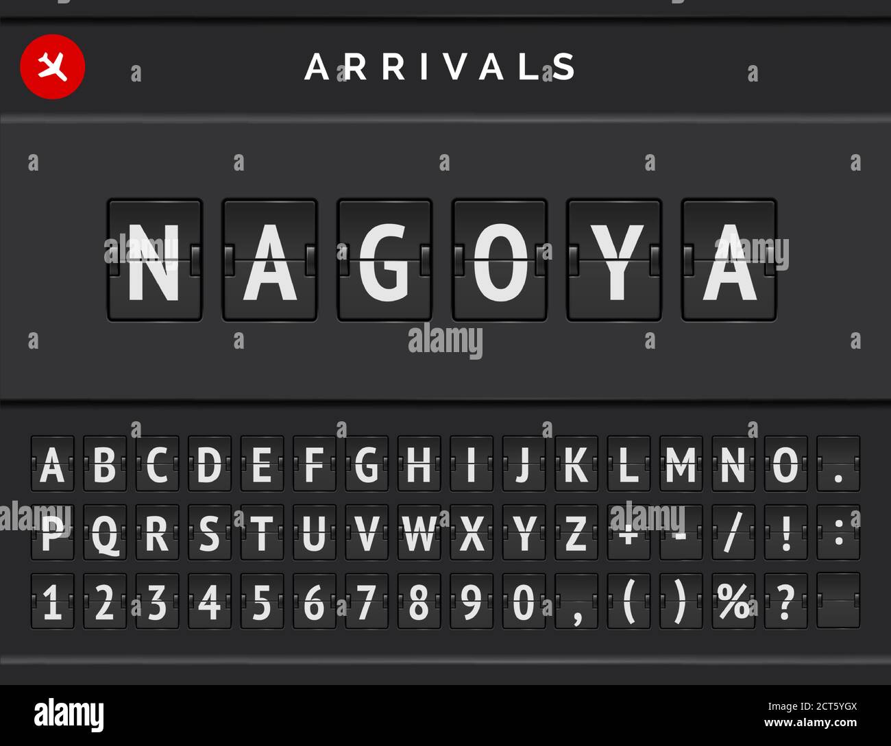 Flight info board of destination in Japan Nagoya with mechanical ...