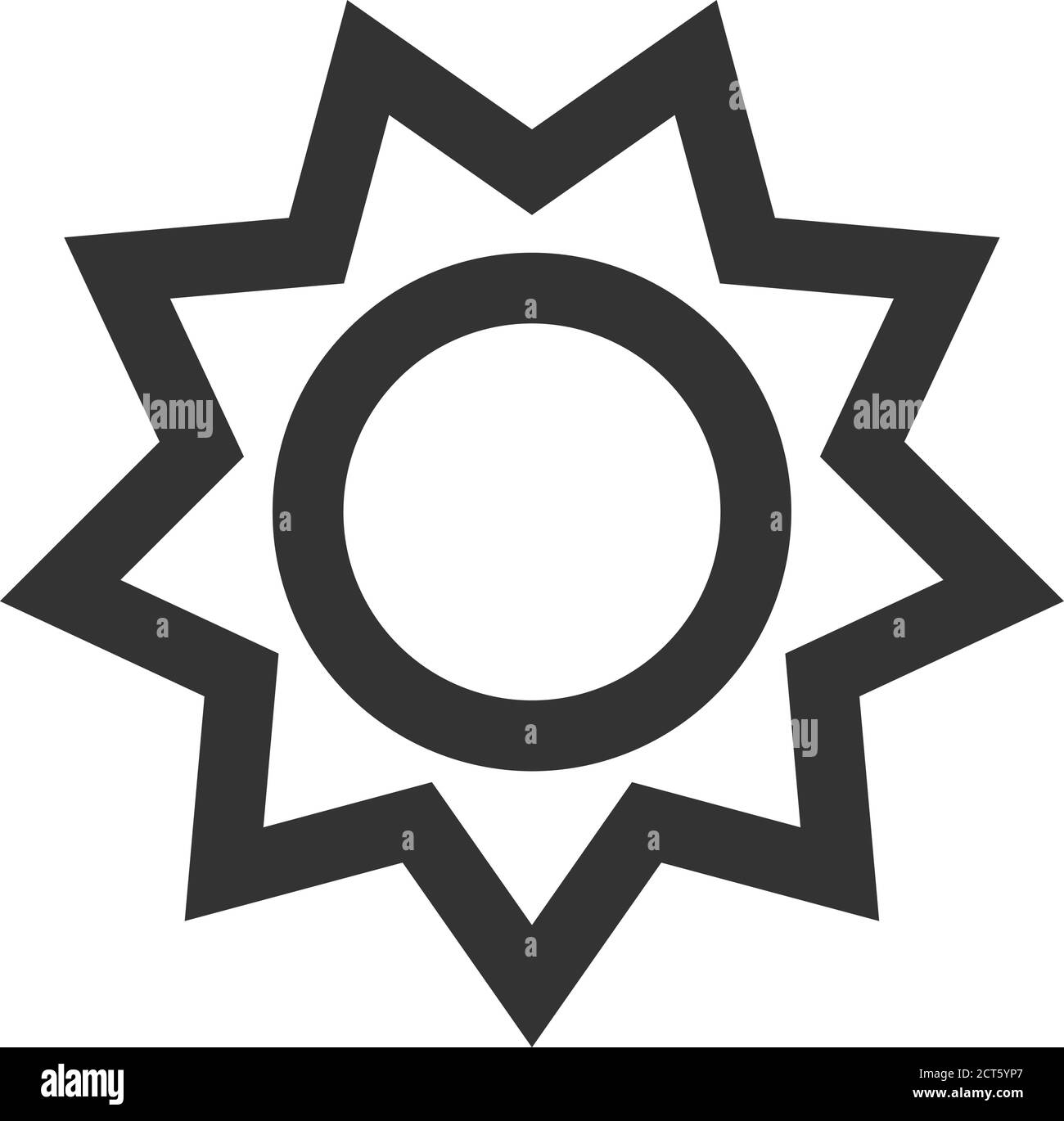 Weather forecast partly sunny icon in thick outline style. Black and ...