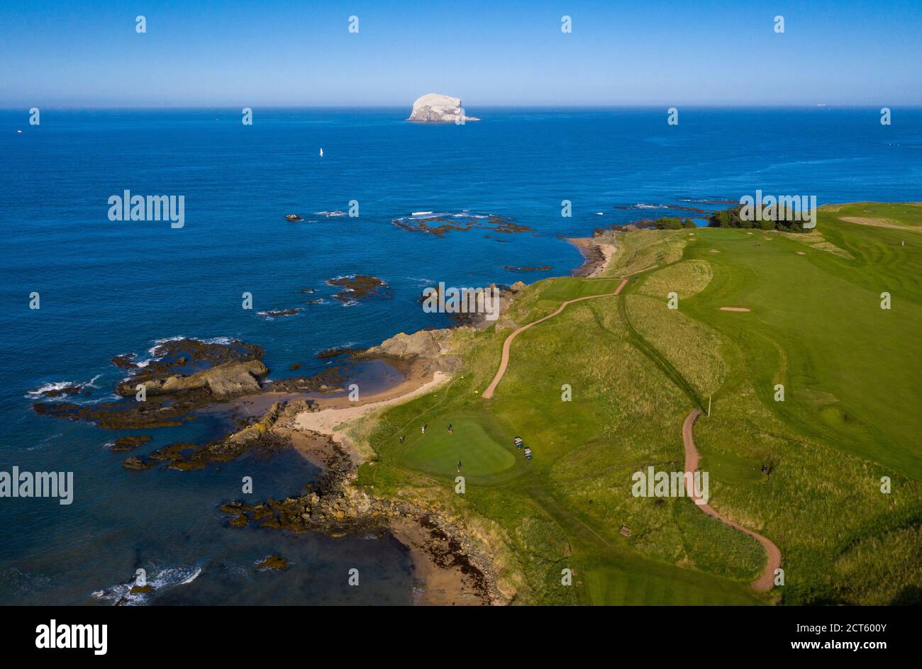 Aerial view of the 13th hole at the Glen golf course, North Berwick ...
