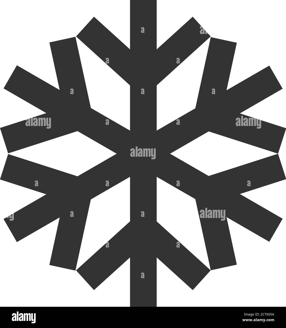 Snowflakes icon in thick outline style. Black and white monochrome ...