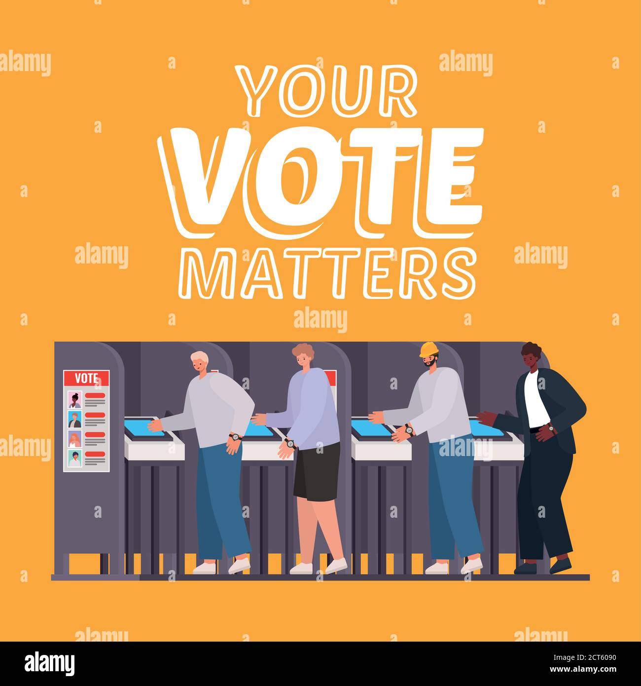 men at voting booth with your vote matters text vector design Stock ...
