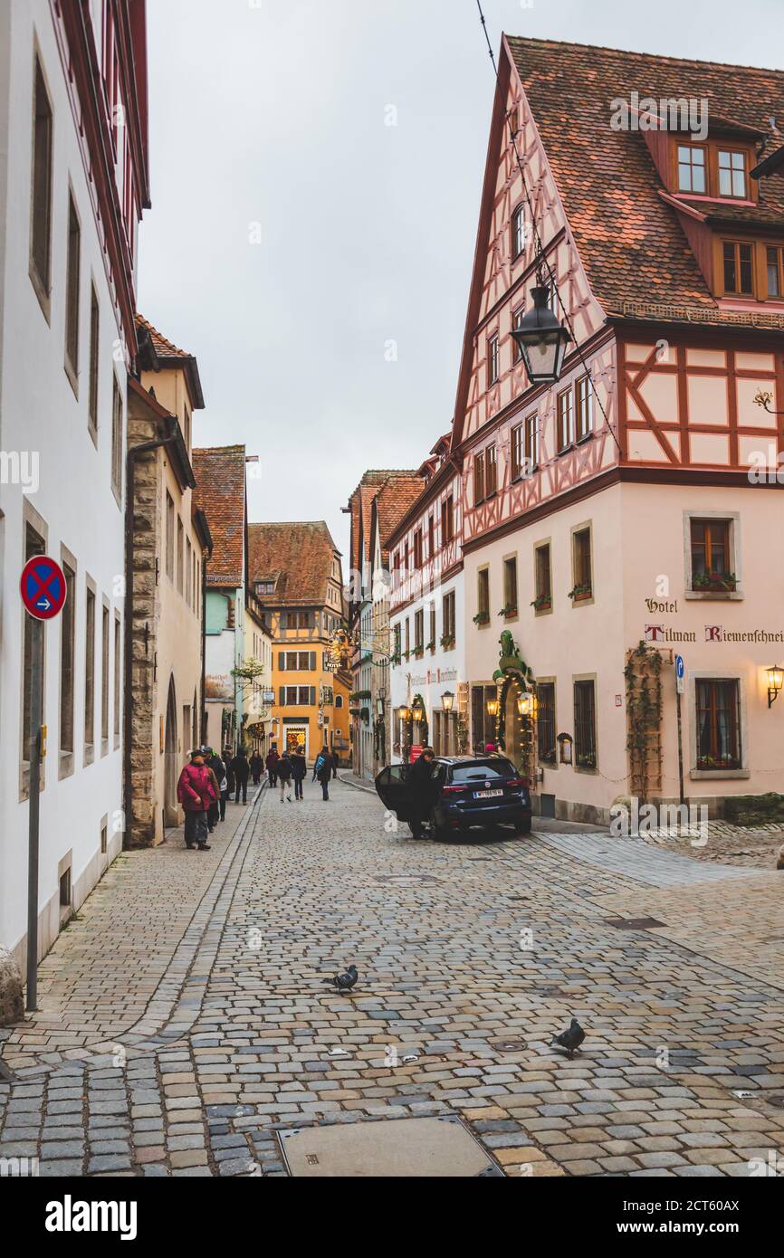 Rothenburg/Germany-1/1/19: half-timbered houses in the old town of ...
