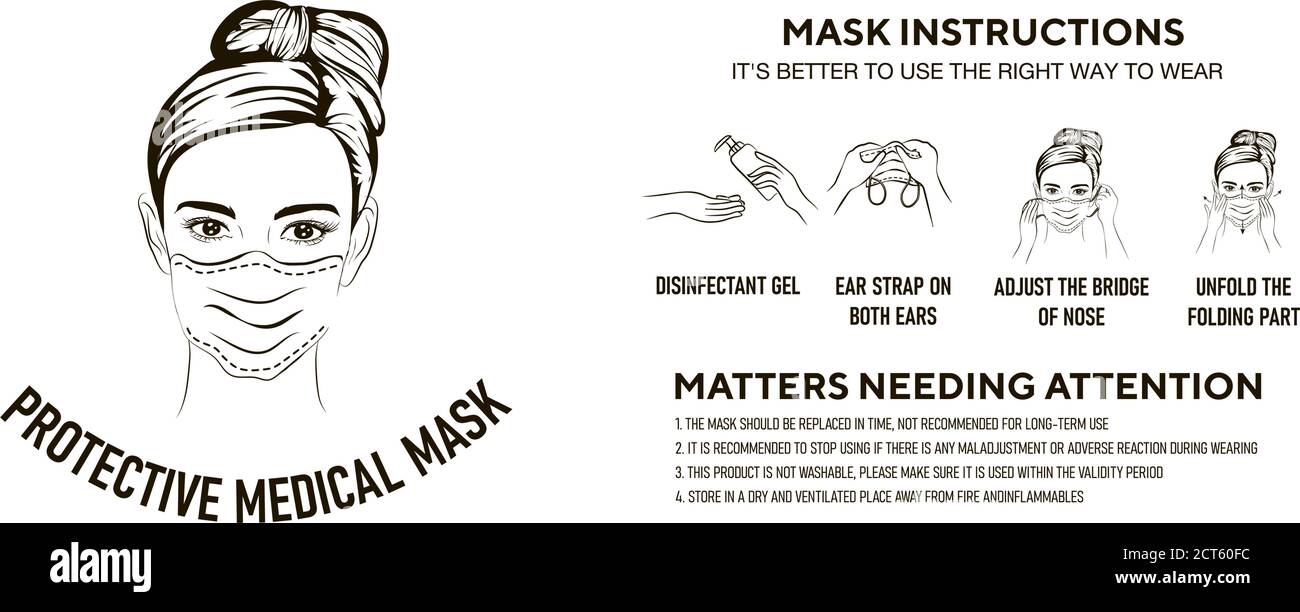 woman gag with worry gesture. Healthy of female wear protective mask ...