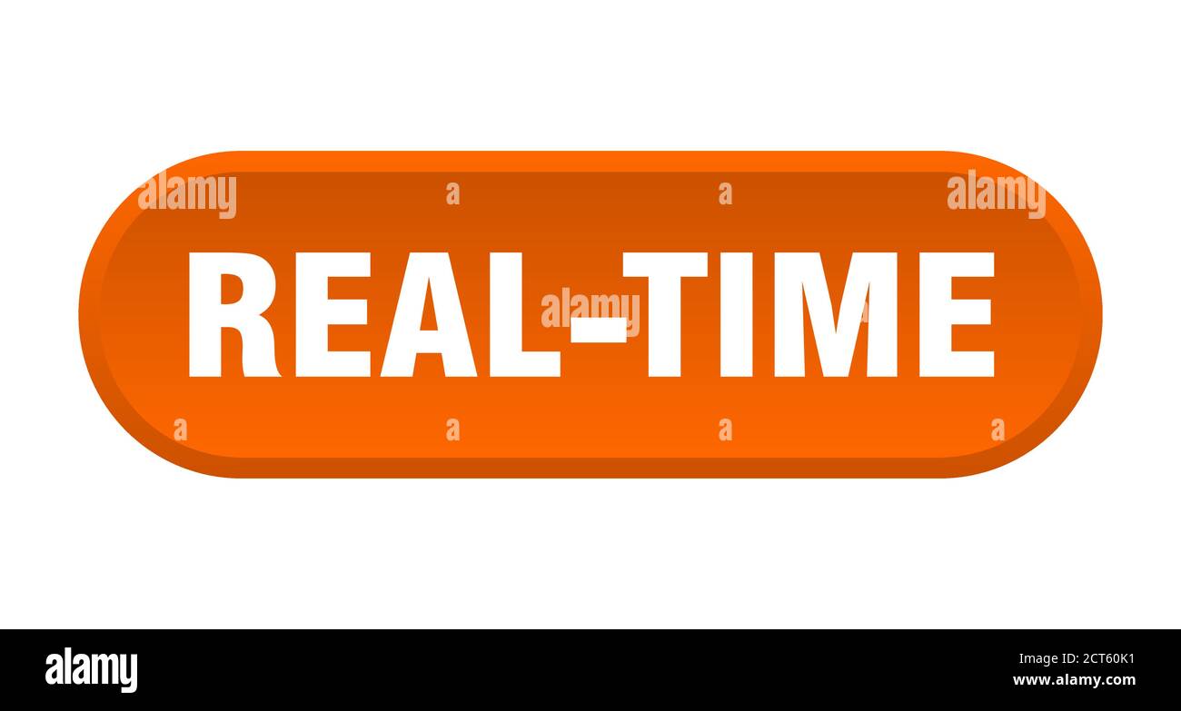 real-time button. rounded sign isolated on white background Stock ...
