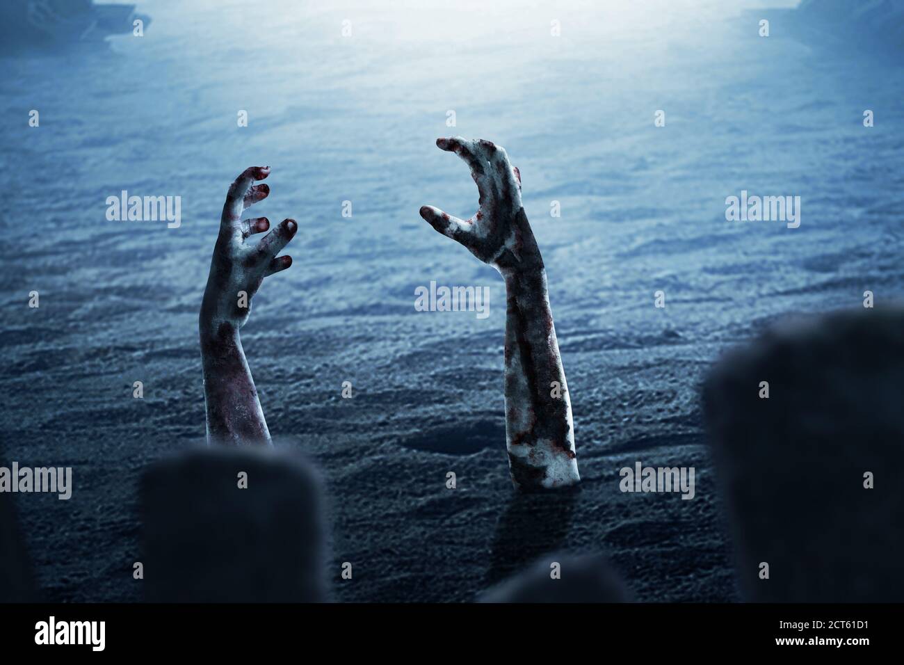 Zombie hand with blood and wound on the graveyard Stock Photo - Alamy