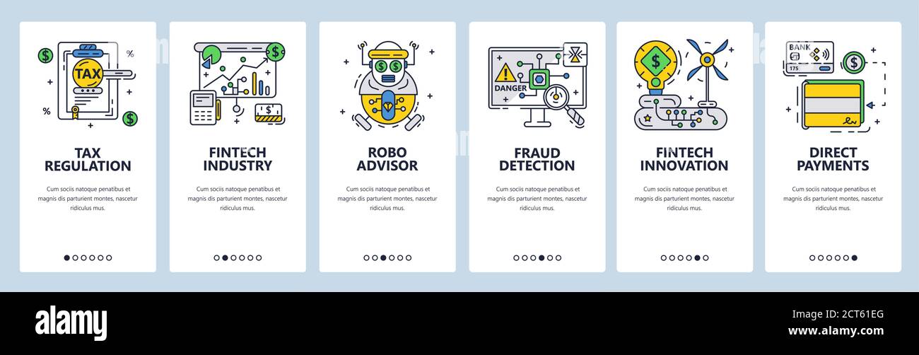 Fintech industry. Financial technology and innovation. Mobile app ...