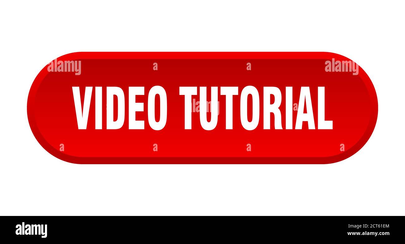 video tutorial button. rounded sign isolated on white background Stock ...