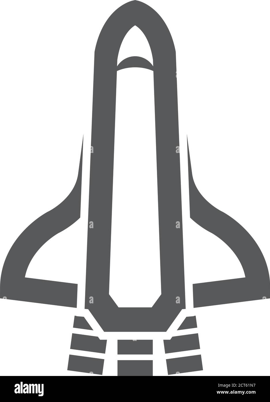 Space shuttle icon in thick outline style. Black and white monochrome ...