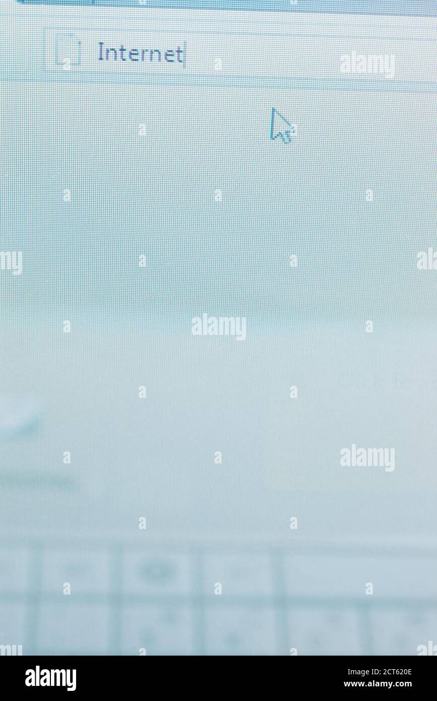 Internet text in browser address line with cursor and keyboard ...