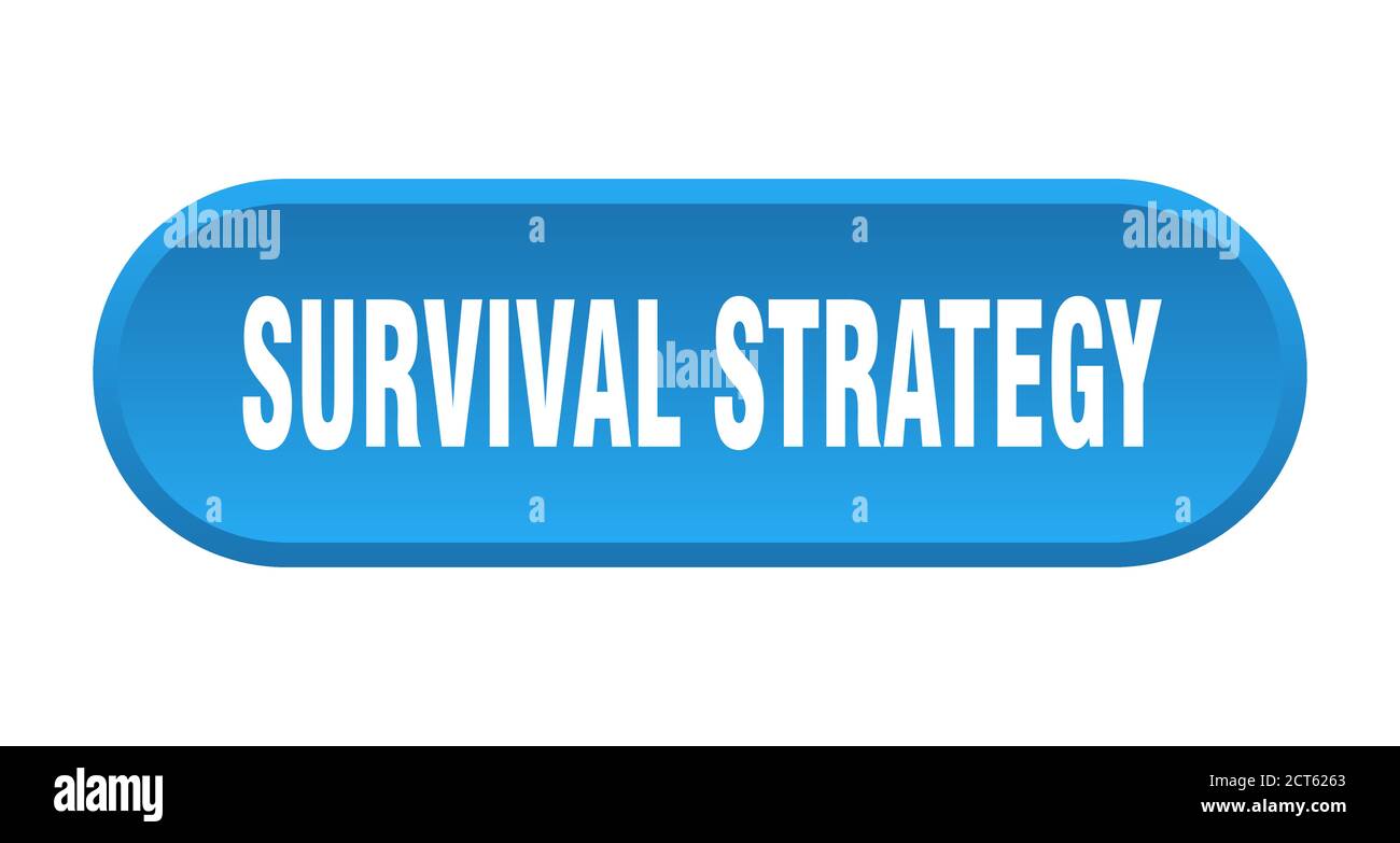 survival strategy button. rounded sign isolated on white background ...