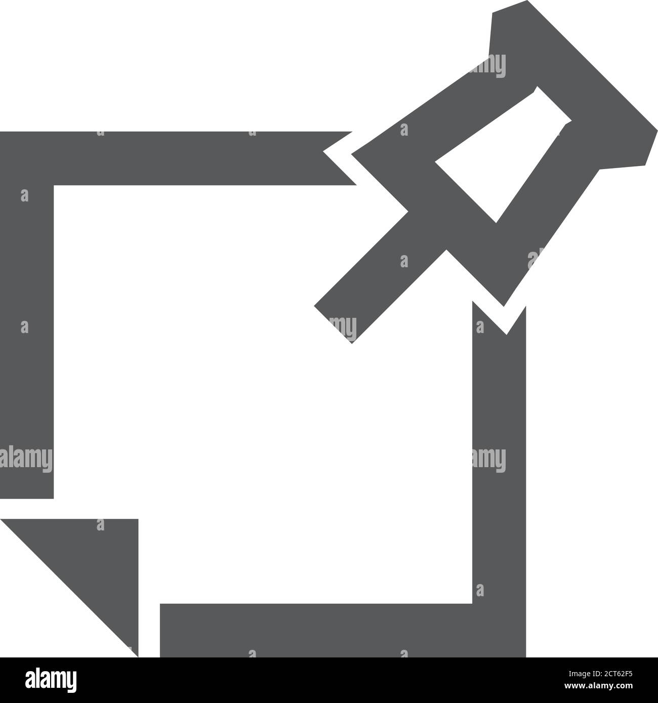 Sticky note icon in thick outline style. Black and white monochrome ...