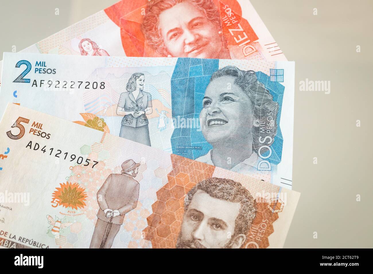 Colombian money, Pesos, Paper banknotes of various denominations Stock ...