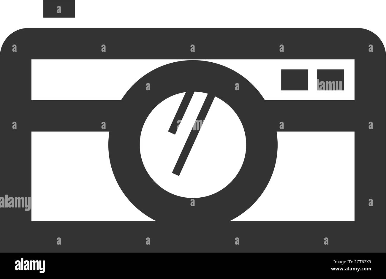 Range finder camera icon in thick outline style. Black and white ...