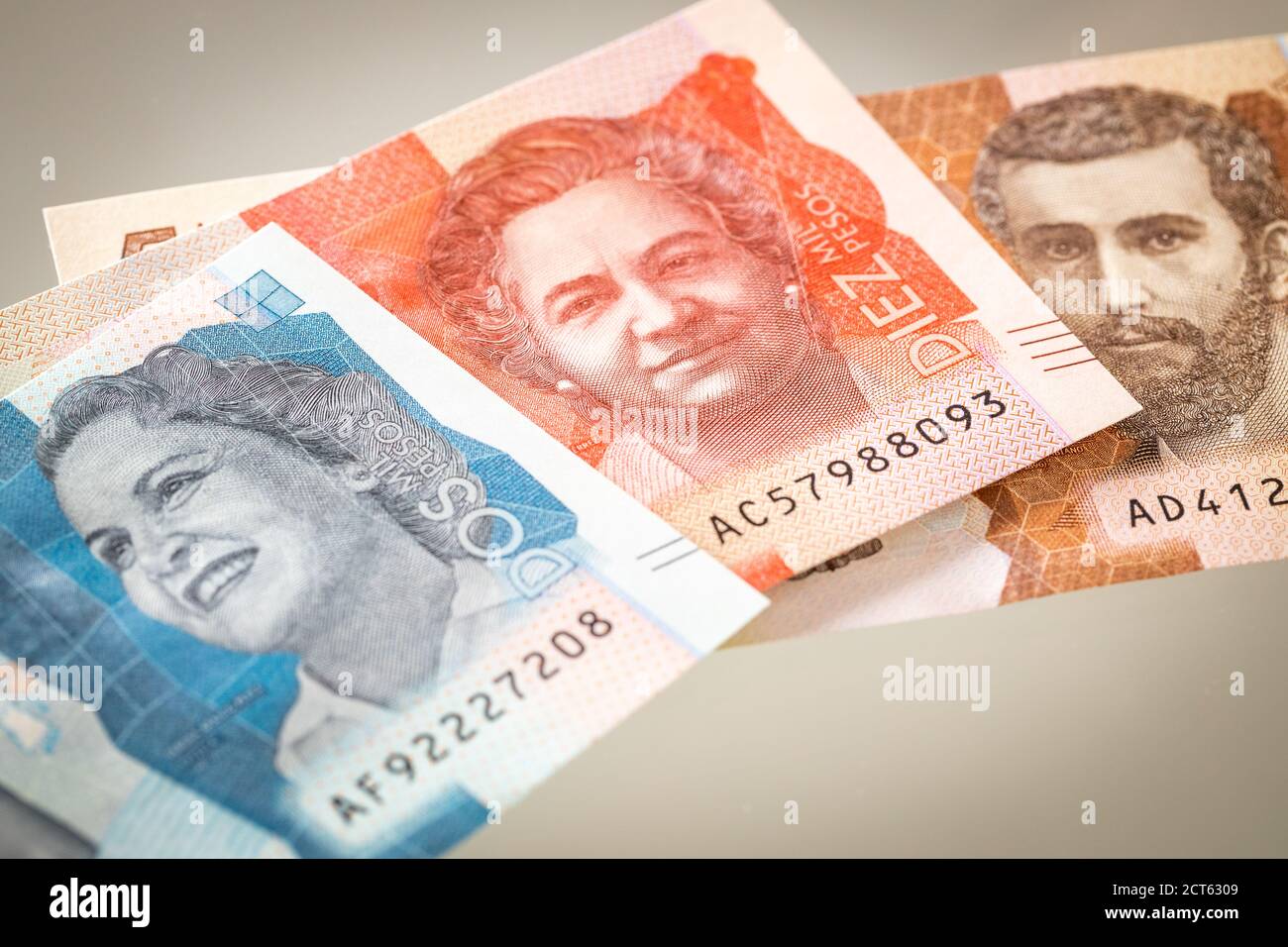 Colombian money, Pesos, Paper banknotes of various denominations Stock ...