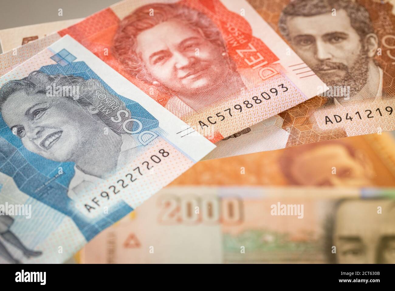 Colombian money, Pesos, Paper banknotes of various denominations Stock ...