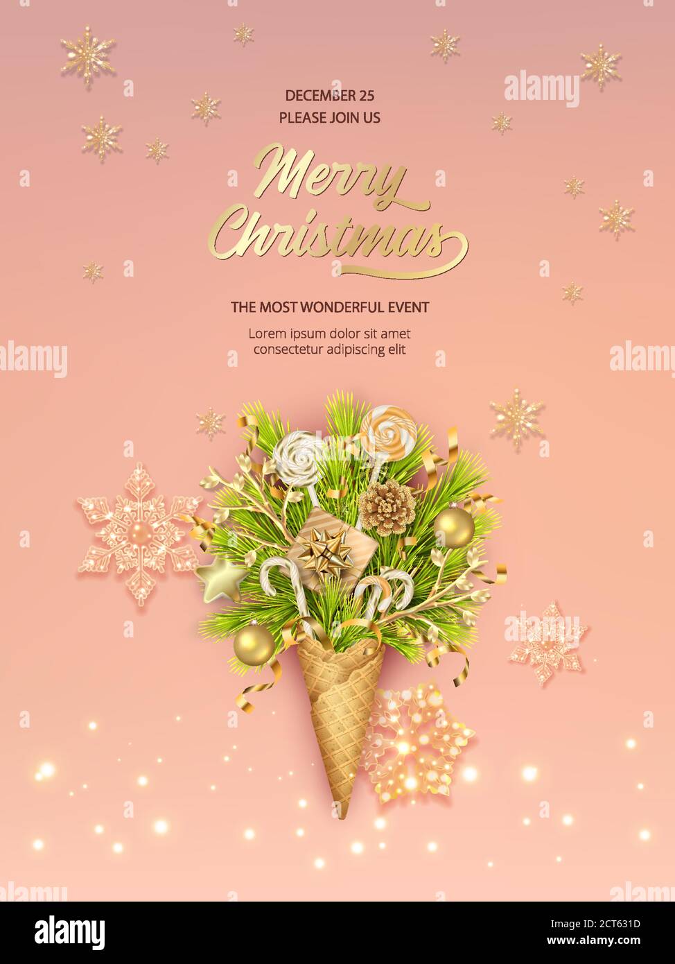 Christmas ice cream waffle Stock Vector Images - Alamy