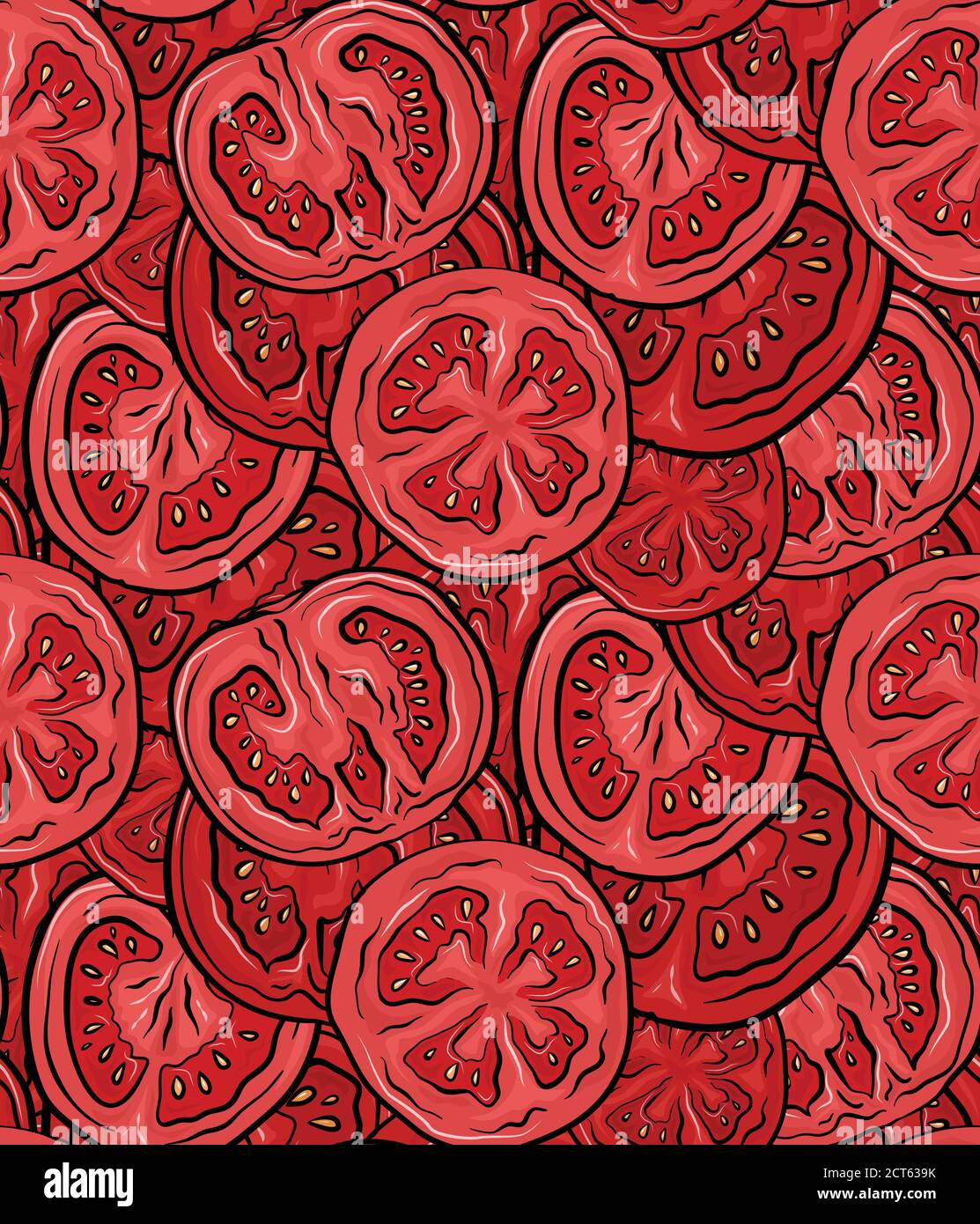 Seamless pattern with tomatoes in a cut. Vector color illustration ...