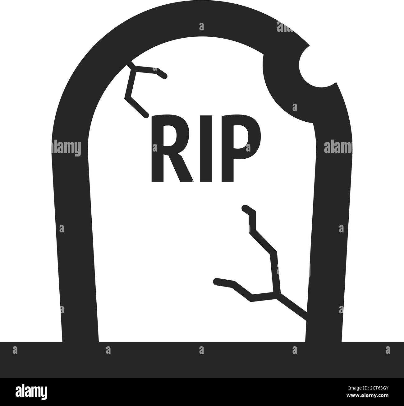 Tomb stone icon in thick outline style. Black and white monochrome ...