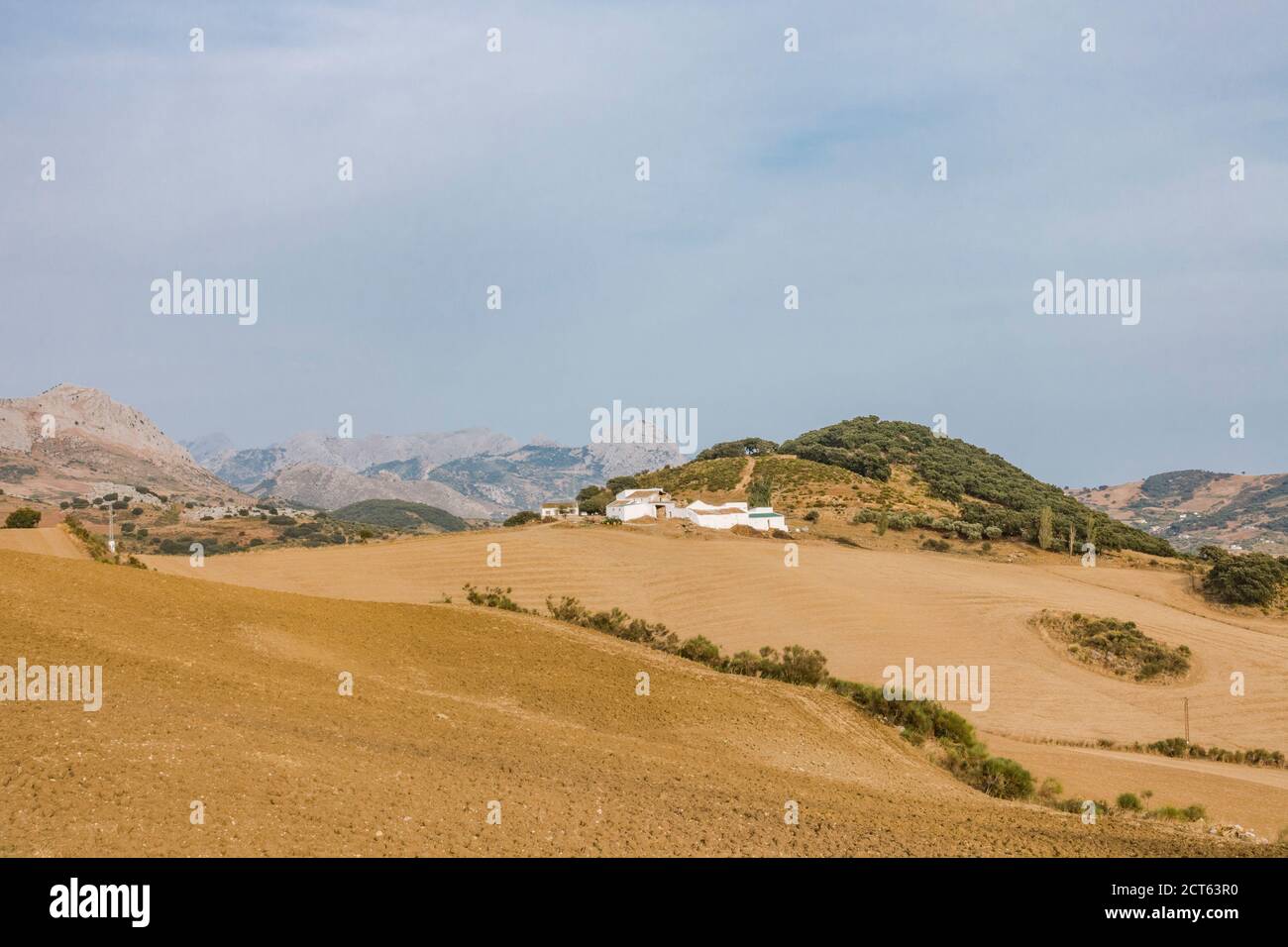 Scenic spanish landscape with countryside and mountains, seen from ...