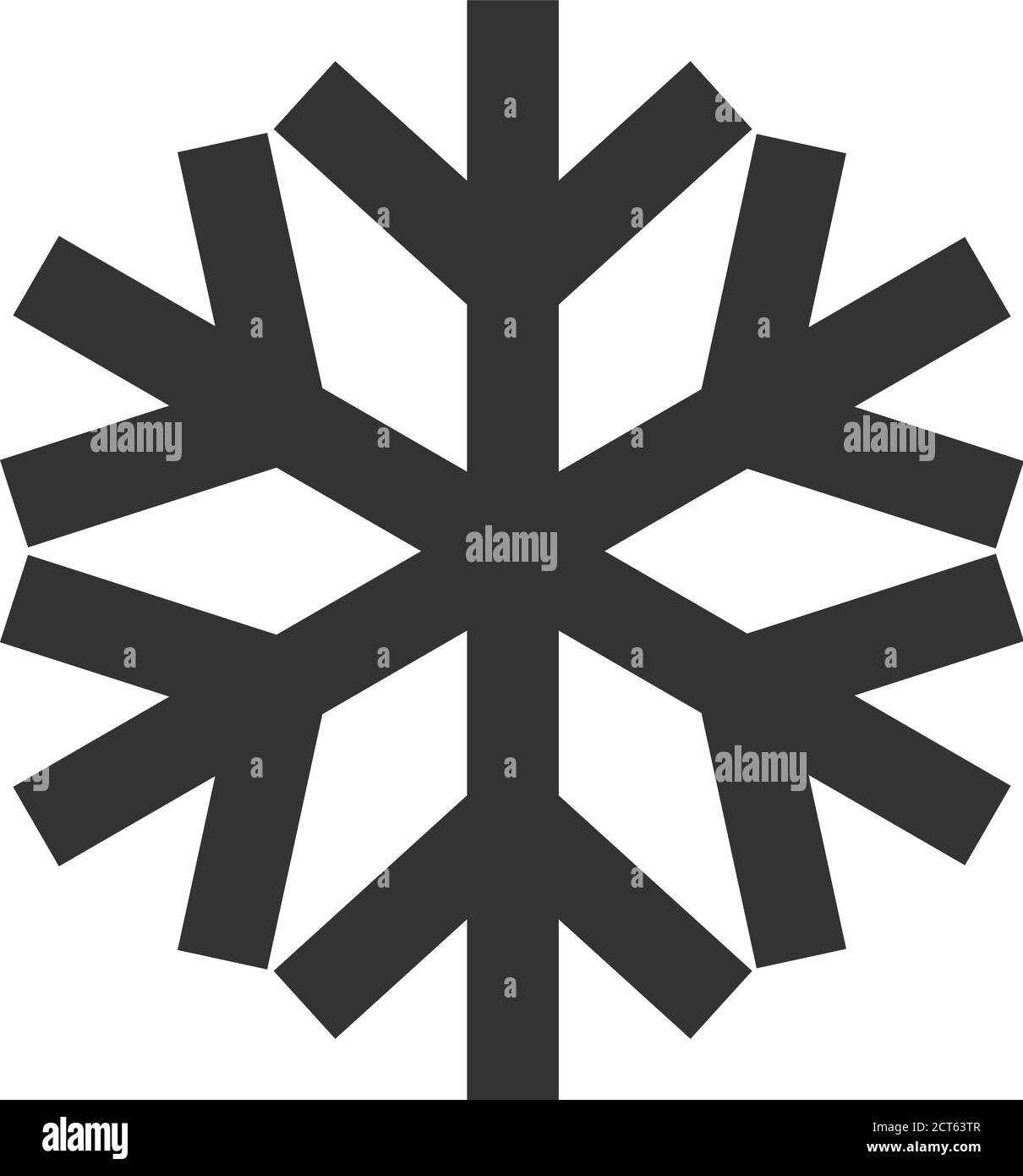 Snowflakes icon in thick outline style. Black and white monochrome ...