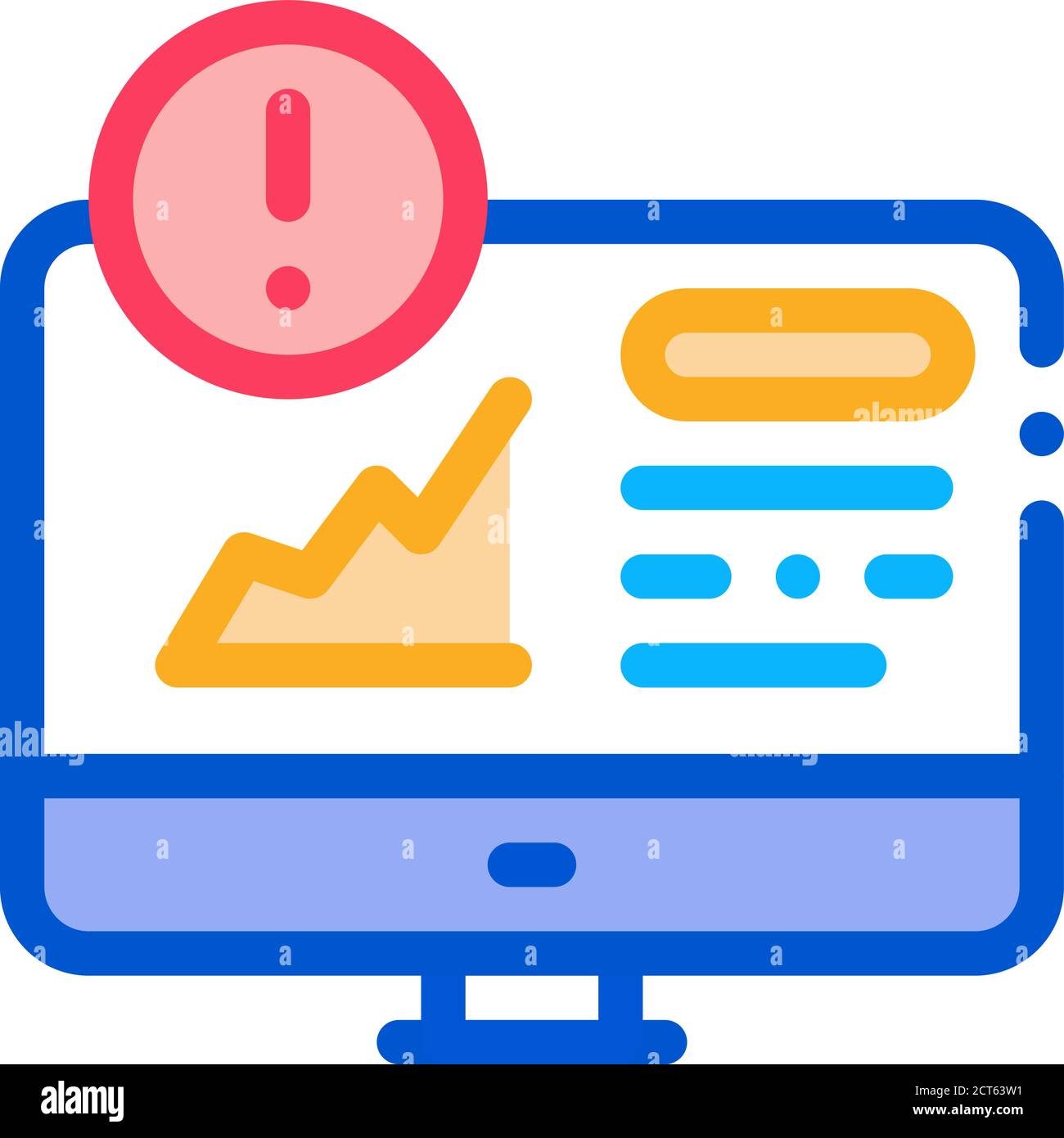 analytics infographic on computer screen icon vector outline ...