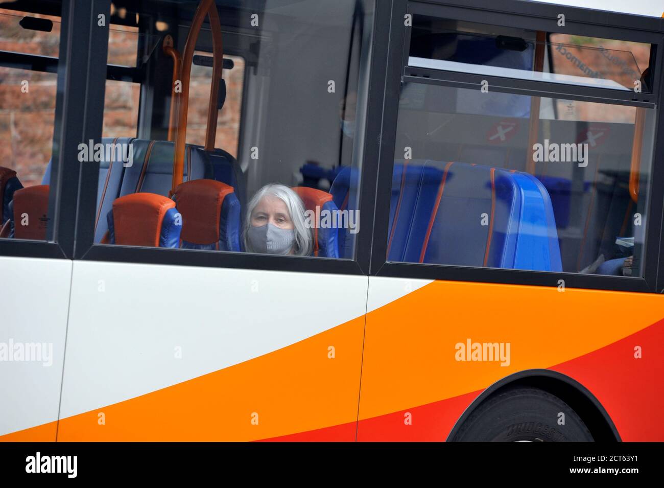 Bus passengers must now wear a mask Stock Photo - Alamy