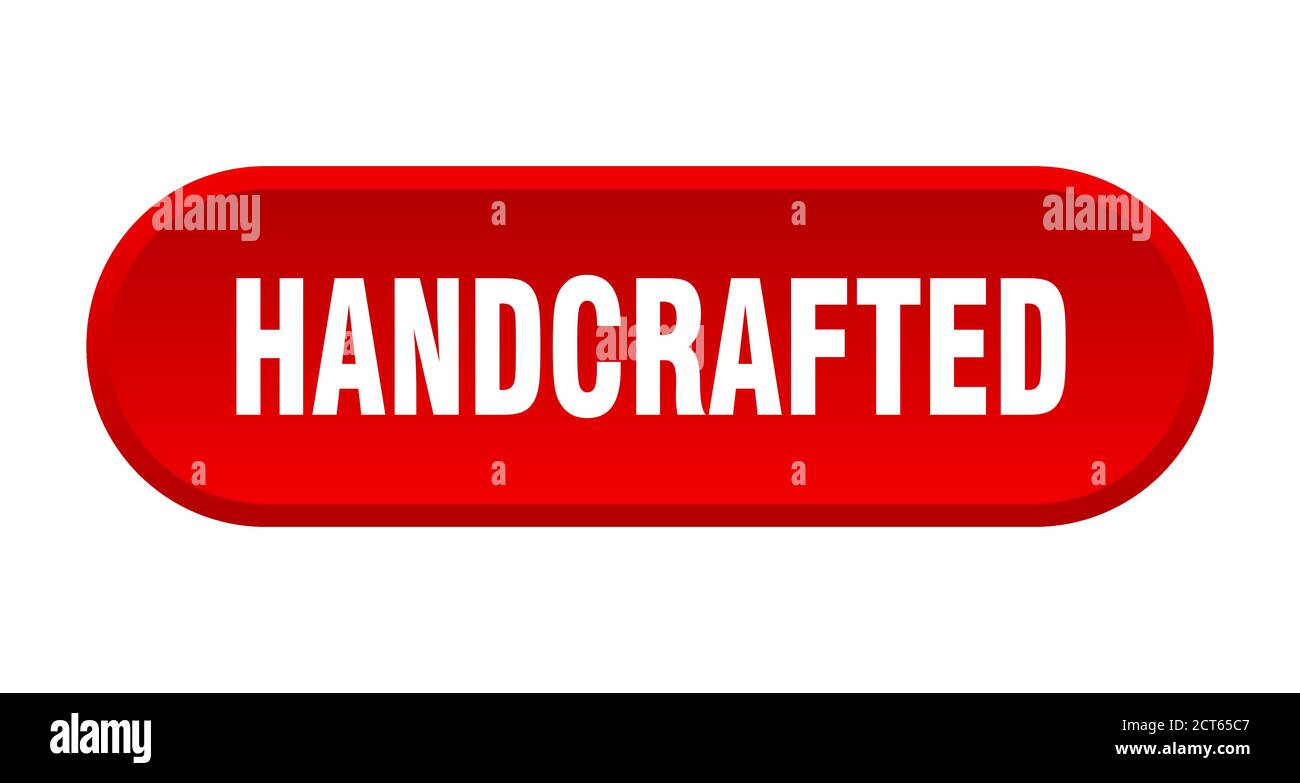 hand crafted button. rounded sign isolated on white background Stock ...
