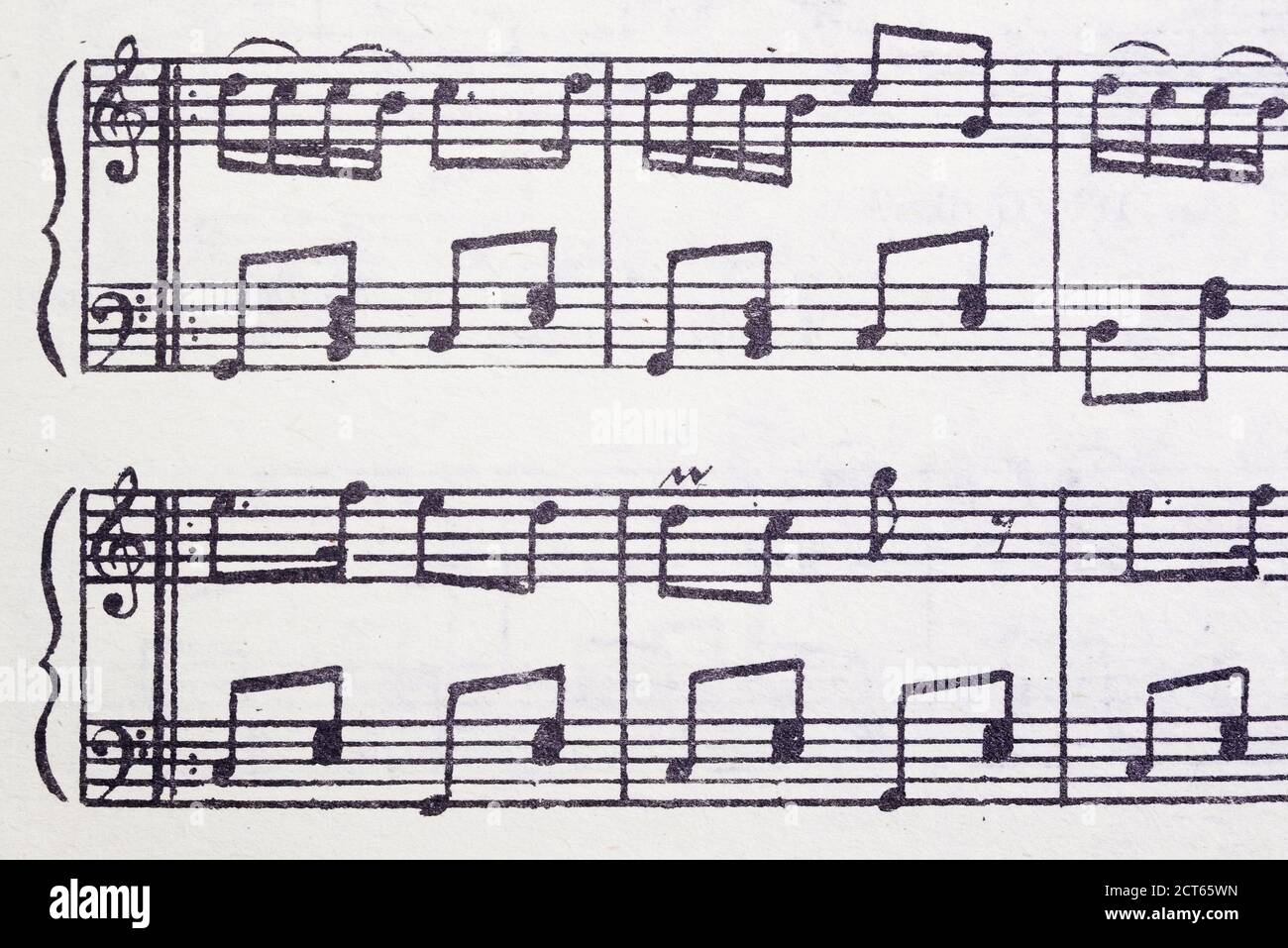 music notes sheet with treble clef in the beginning Stock Photo - Alamy