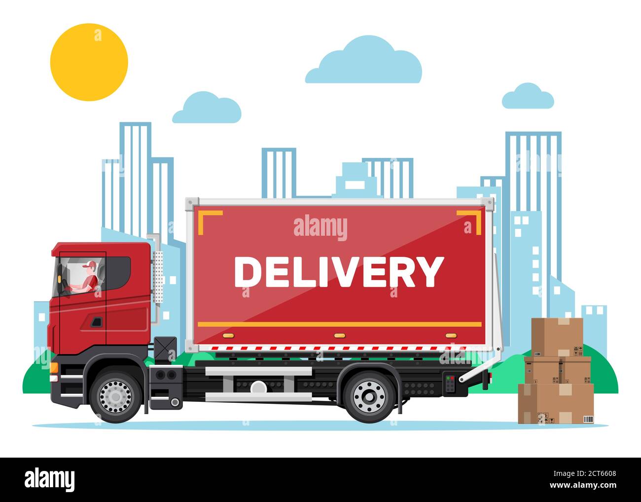 Red Delivery Truck Vector