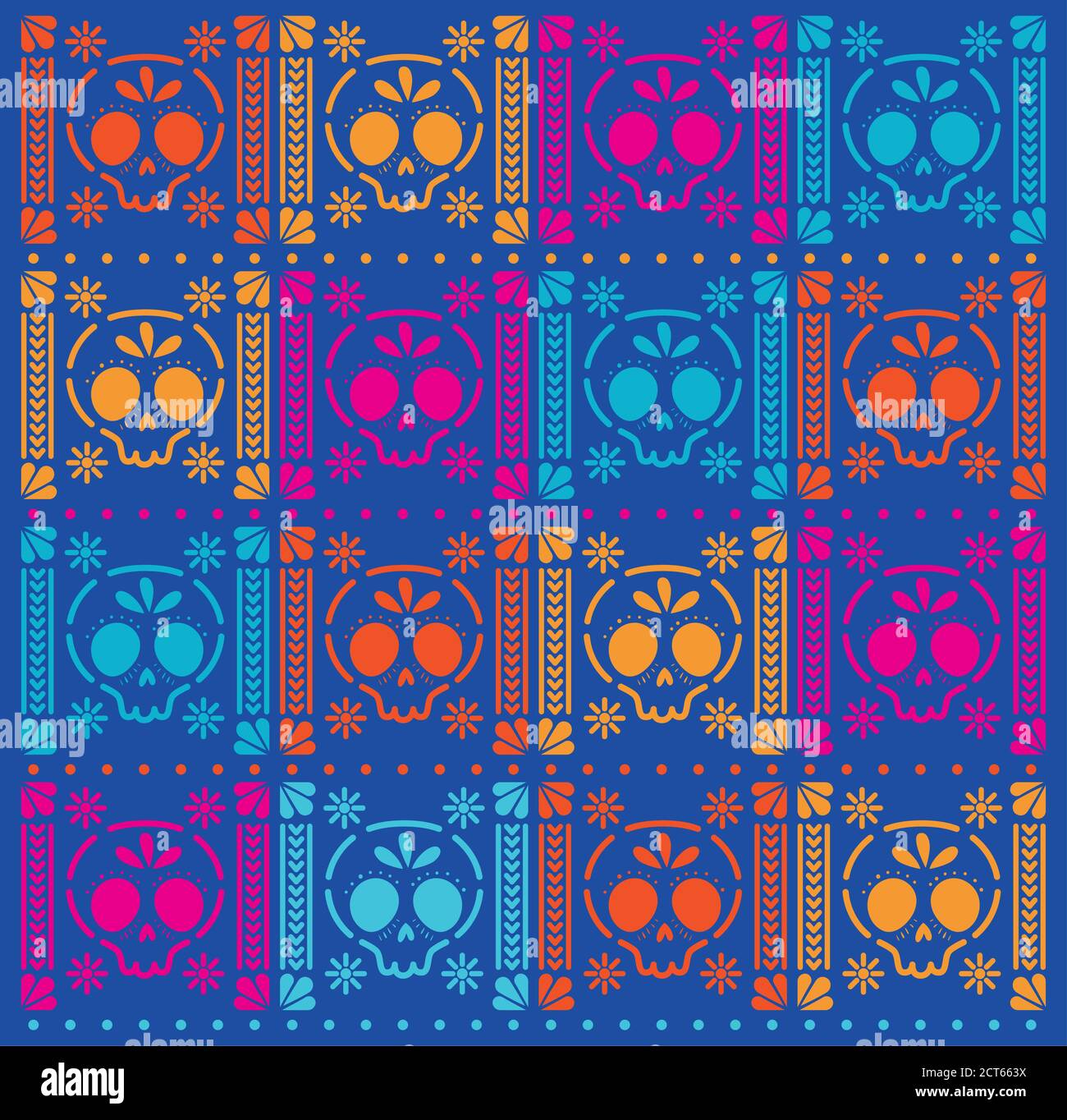 Mexican skulls pattern background vector design Stock Vector Image ...