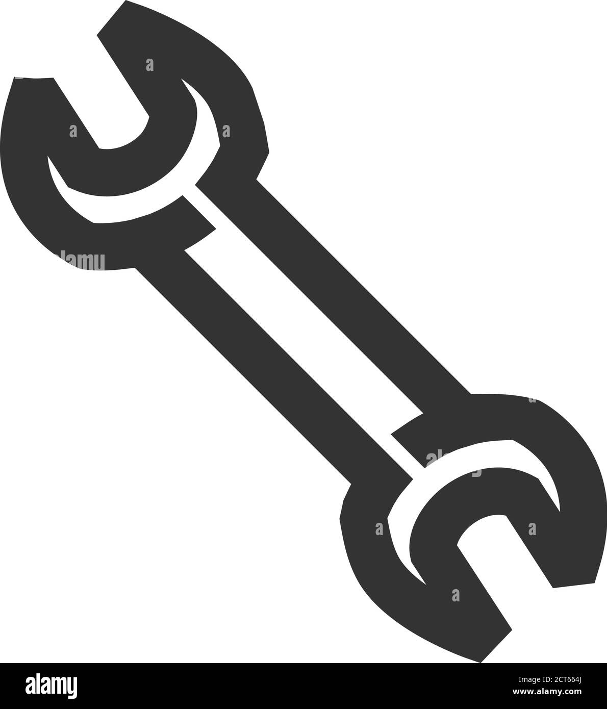 Bicycle wrench icon in thick outline style. Black and white monochrome ...