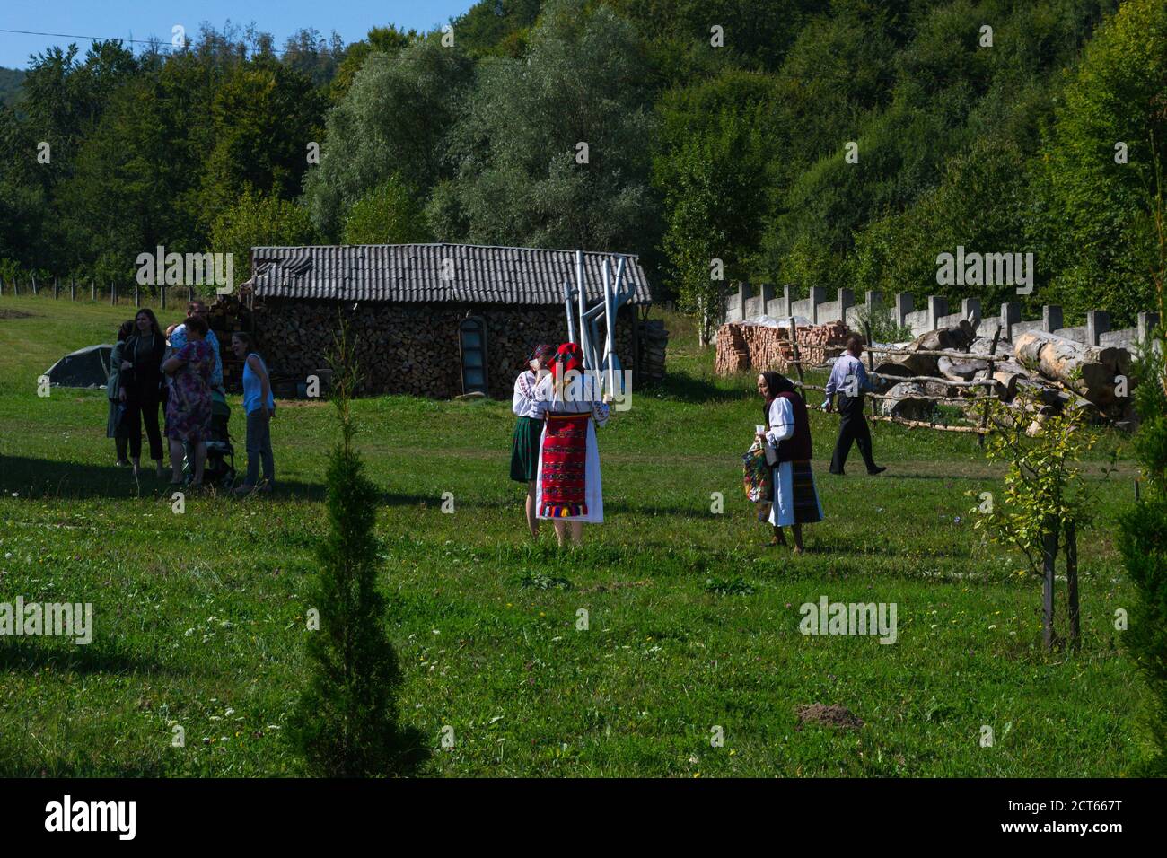 women dressed in traditional clothes at the breaza monastery Stock ...