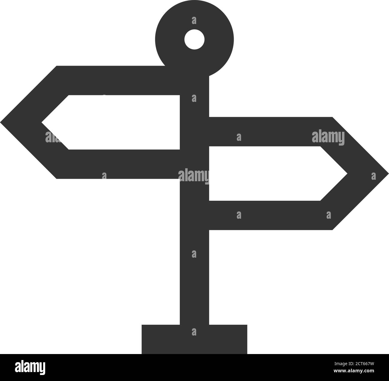 Road sign post icon in thick outline style. Black and white monochrome ...