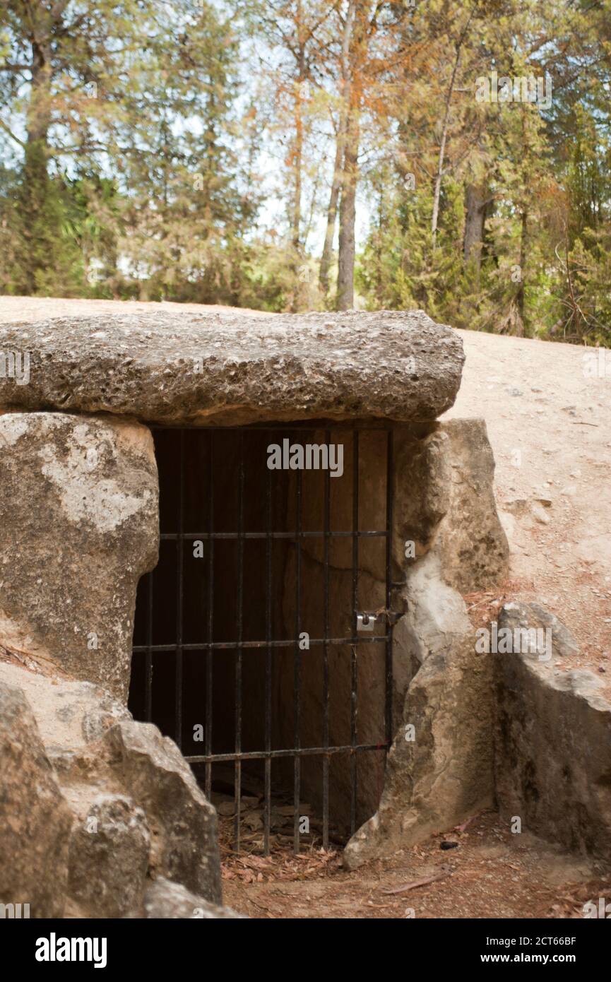 stone dolmen among the mountain, background of trees Stock Photo - Alamy