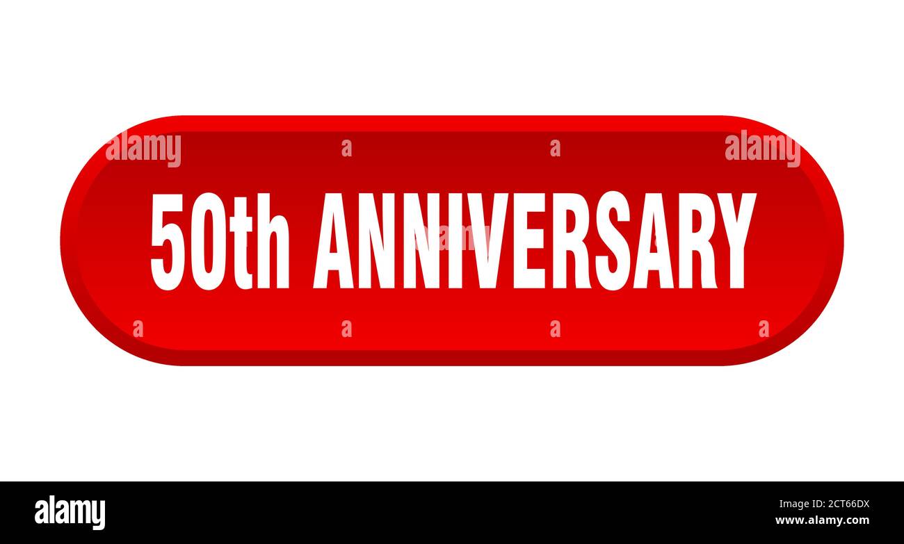 50th anniversary button. rounded sign isolated on white background ...