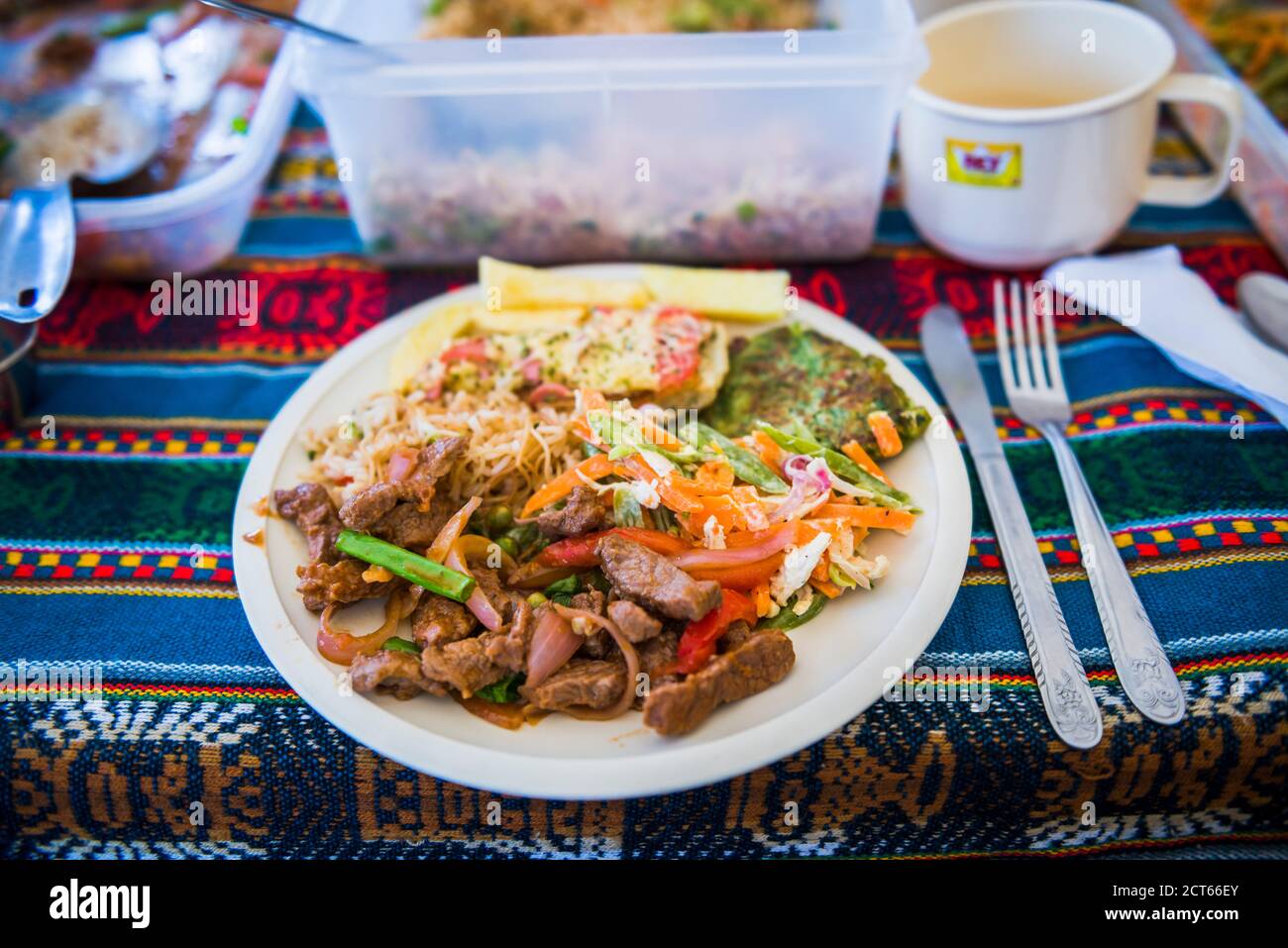 Traditional Peruvian food on Inca Trail Trek, Cusco Region, Peru, South ...