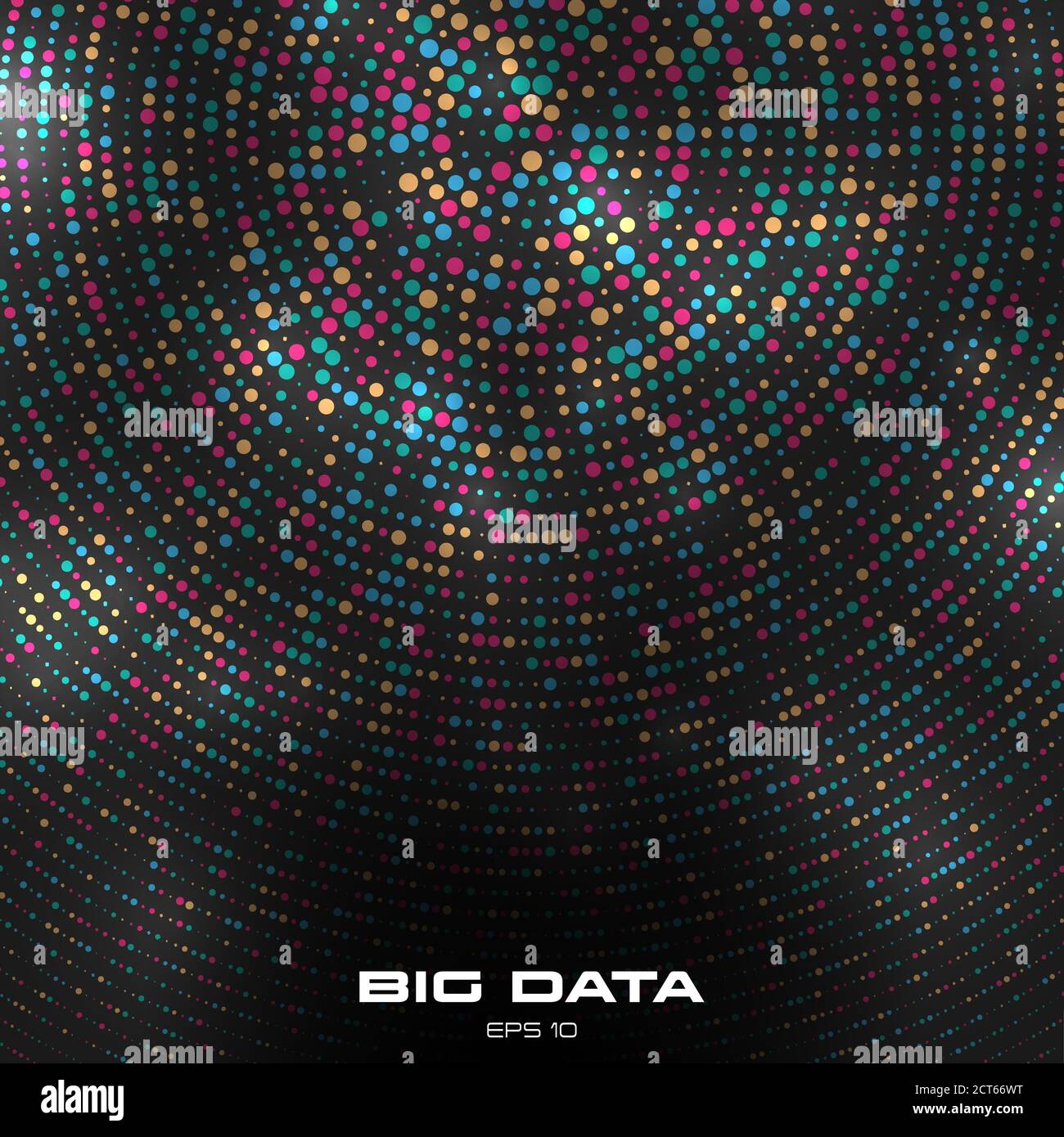 Big Data Visualization Circular Cluster Of Multicolored Points With Copy Space In Bottom