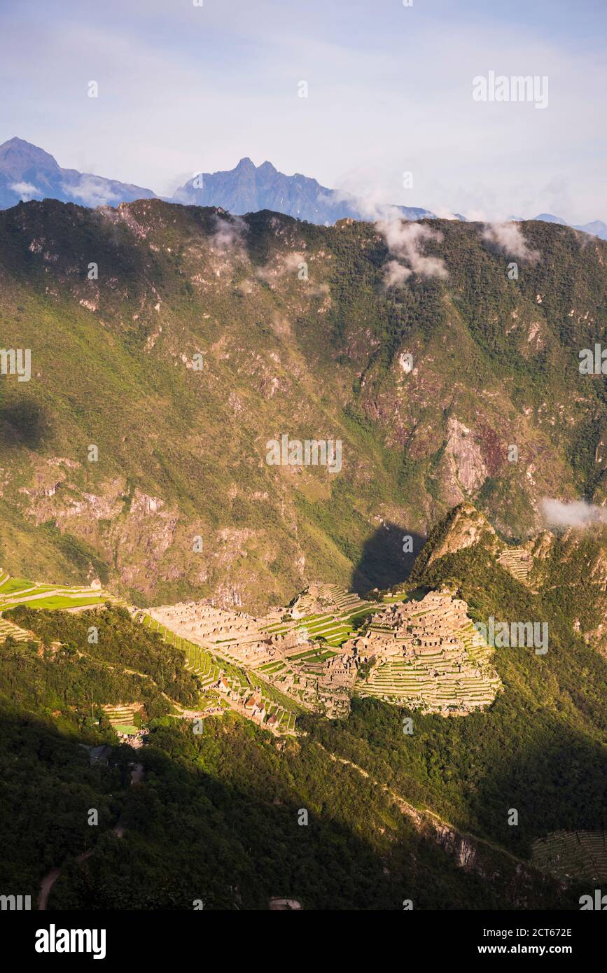 Machu Picchu Inca ruins seen from Sun Gate (Inti Punku or Intipuncu ...