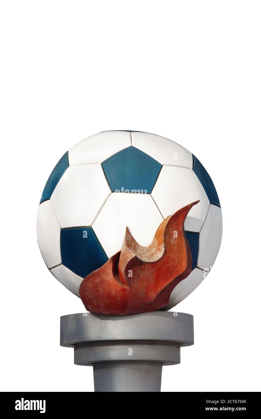 Monument in form of football torch isolated on white Stock Photo - Alamy
