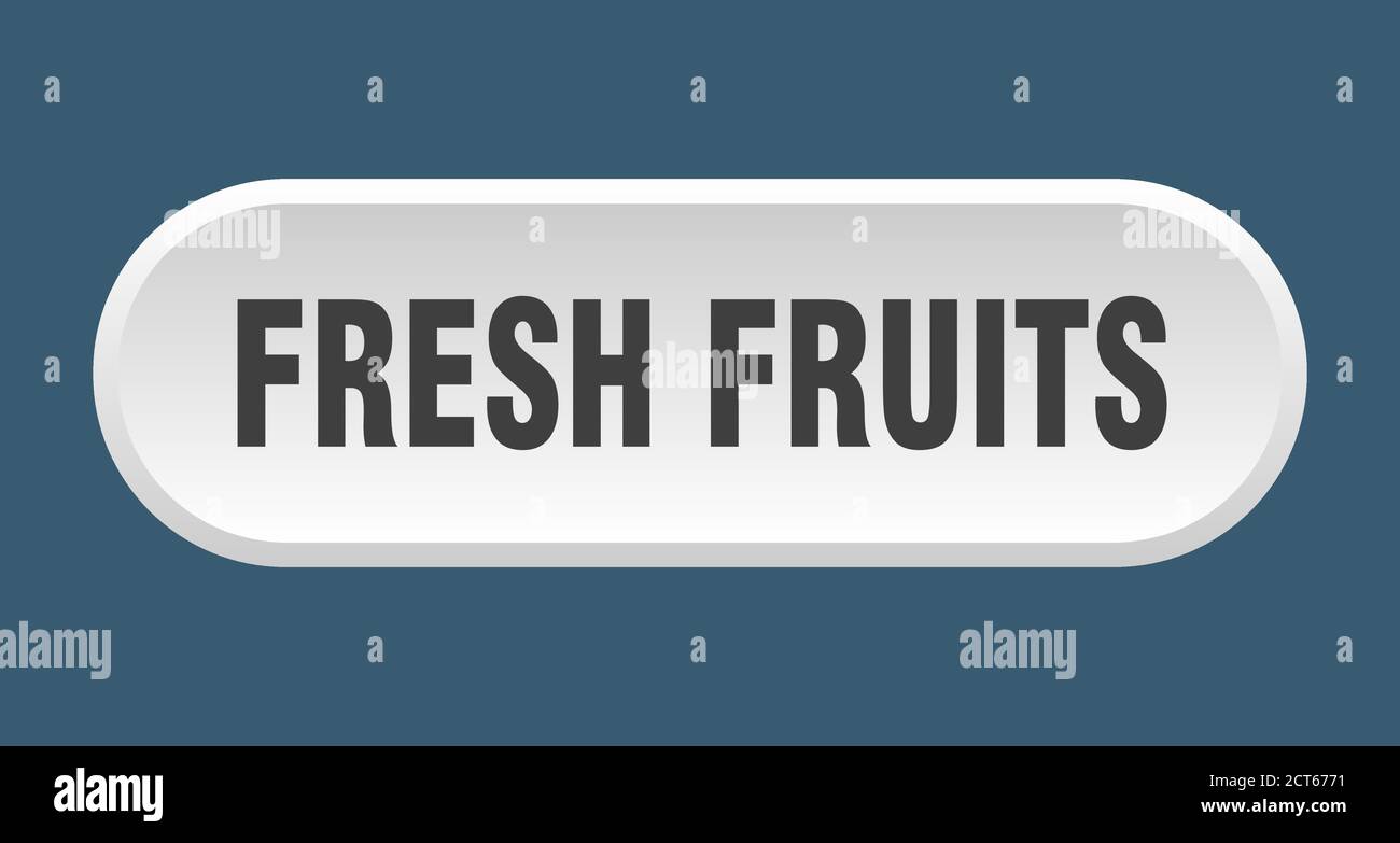 fresh fruits button. rounded sign isolated on white background Stock ...