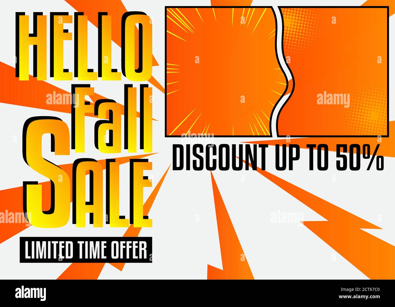 Comic book Autumn, Fall sale social media post design. Cartoon colored ...