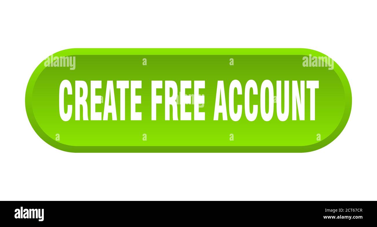 create free account button. rounded sign isolated on white background ...