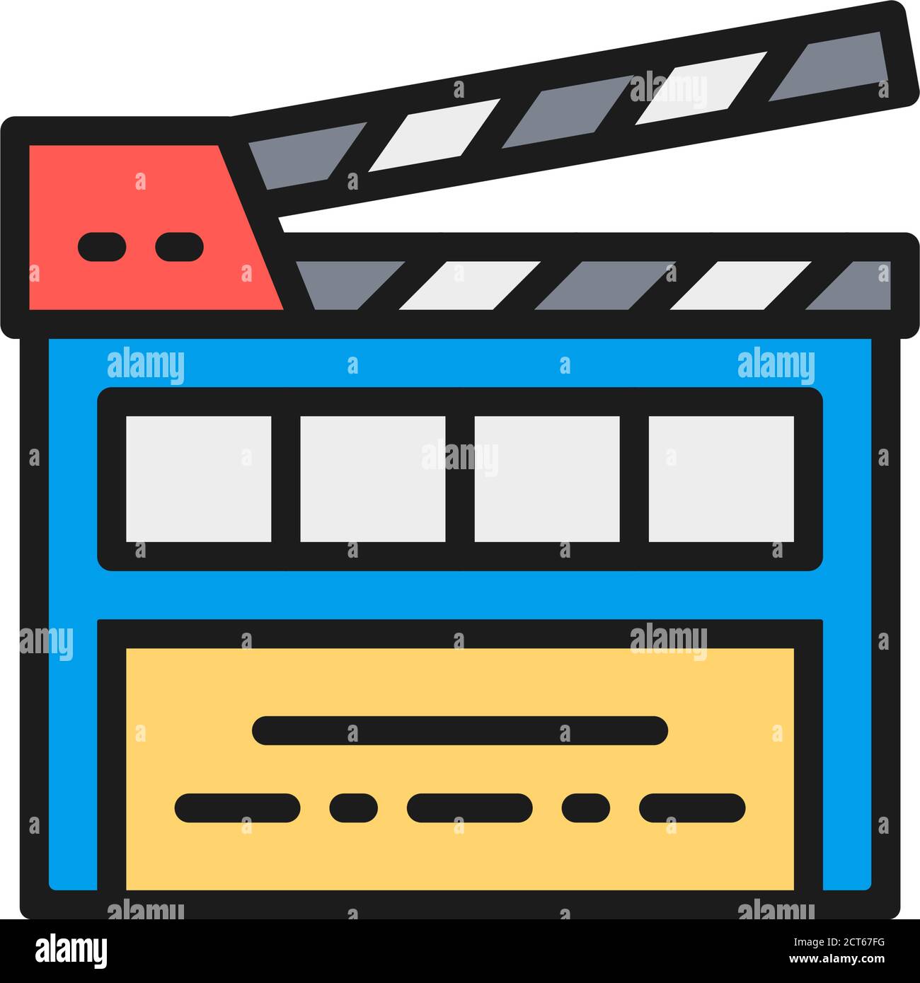 Movie clapper board, clapperboard flat color line icon Stock Vector ...