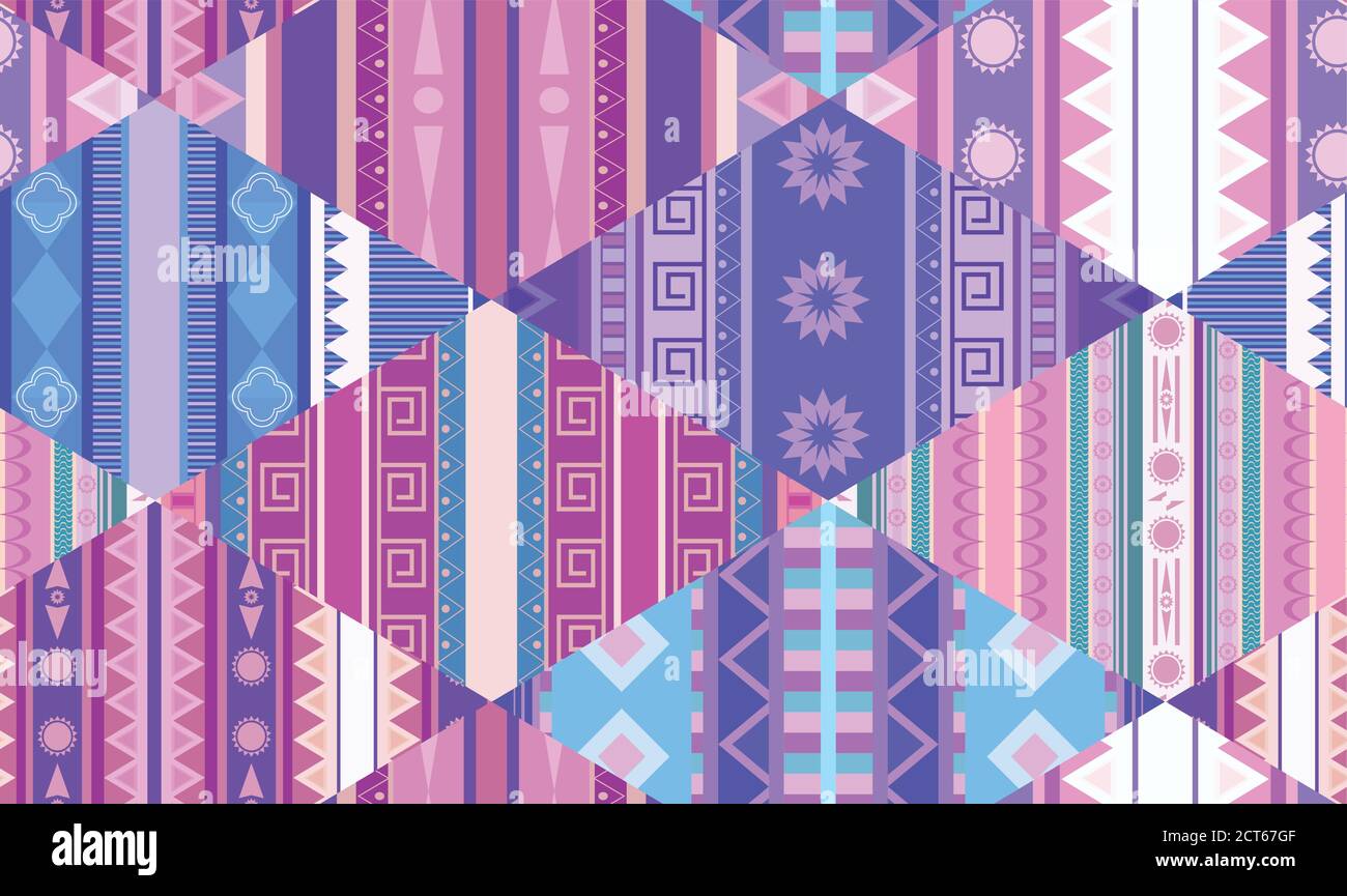 Seamless Tribal Pattern With Native Patterns Patchwork Blanket Vector