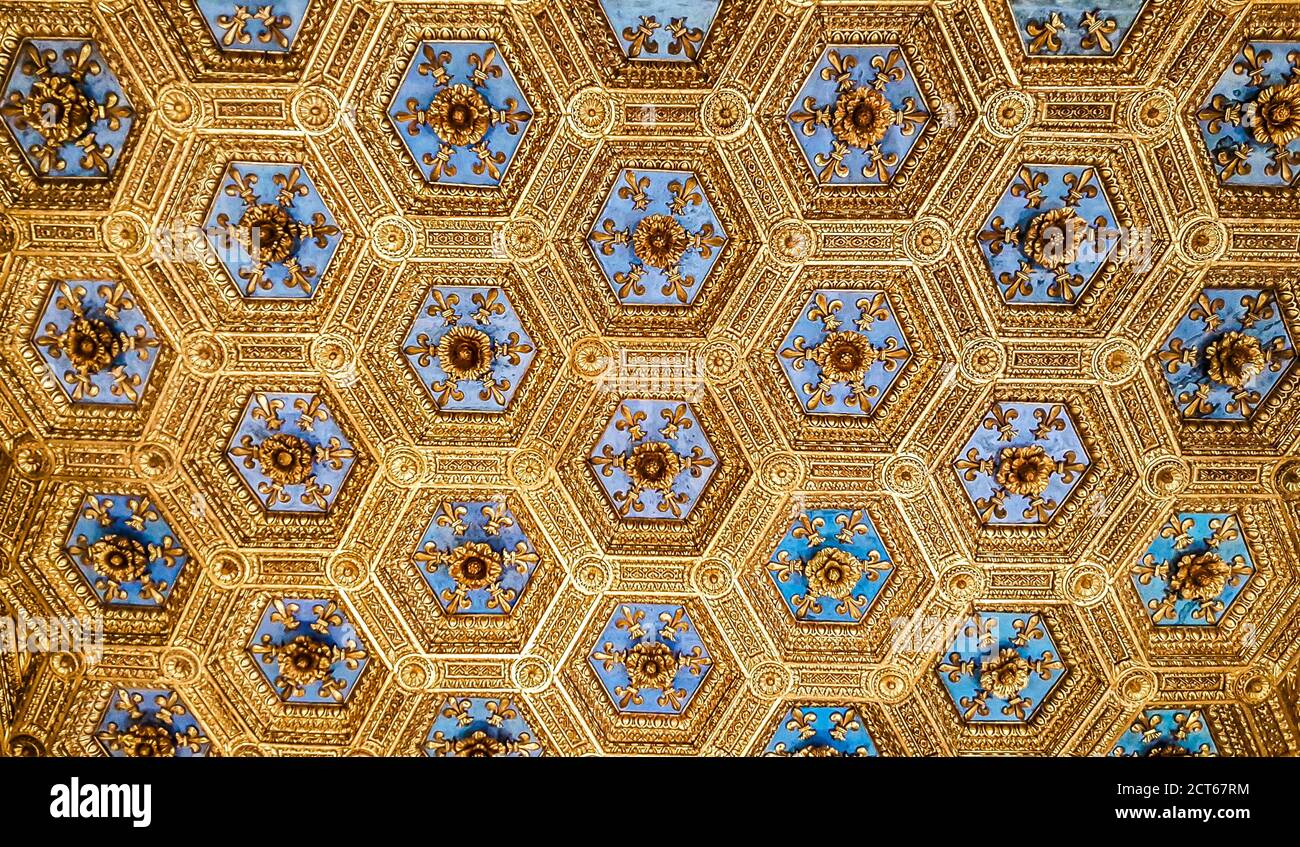 The Palazzo Vecchio ("Old Palace"). The ceiling of Hall of Lilies ...